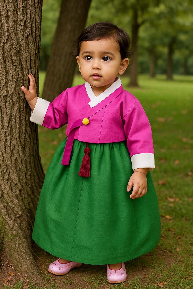 Traditional Korean Girl's Hanbok | First Birthday Dress | Hanbok Set ...