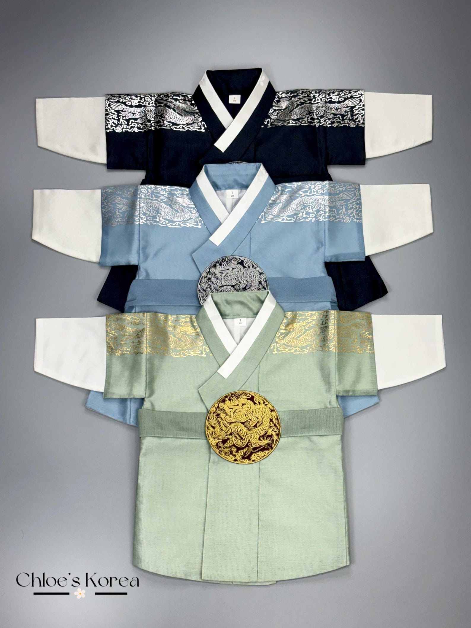 Boys' Royal Hanbok Set: Dragon Embroidery, Korean First Birthday Outfit ...