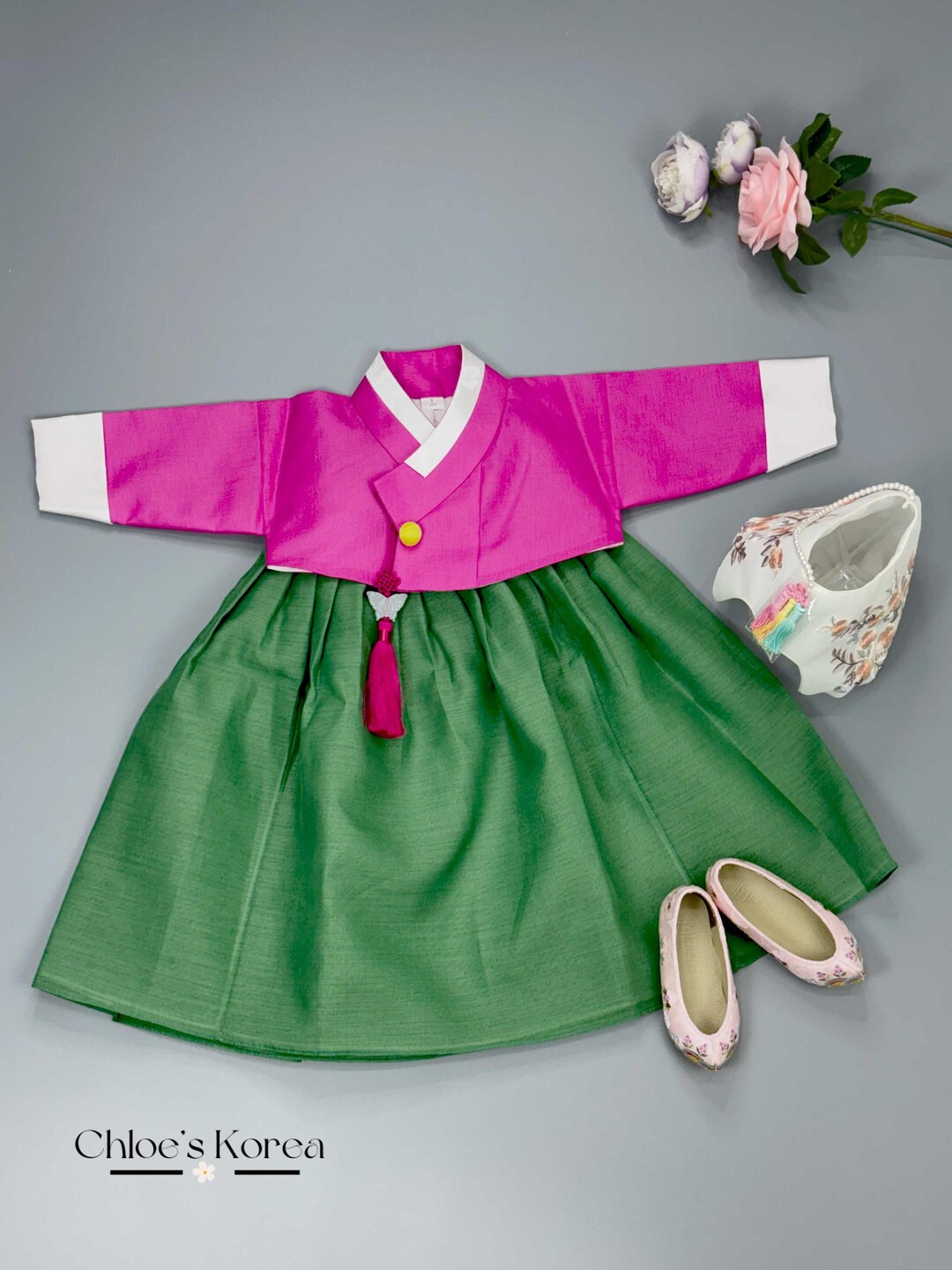 Traditional Korean Girl's Hanbok | First Birthday Dress | Hanbok Set ...