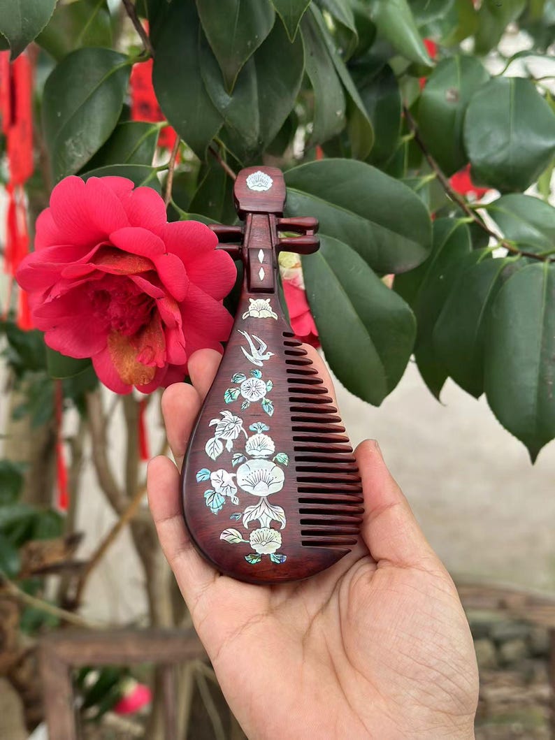 Luxurious Handcrafted Mother of Pearl Embedded Wood Comb - Etsy