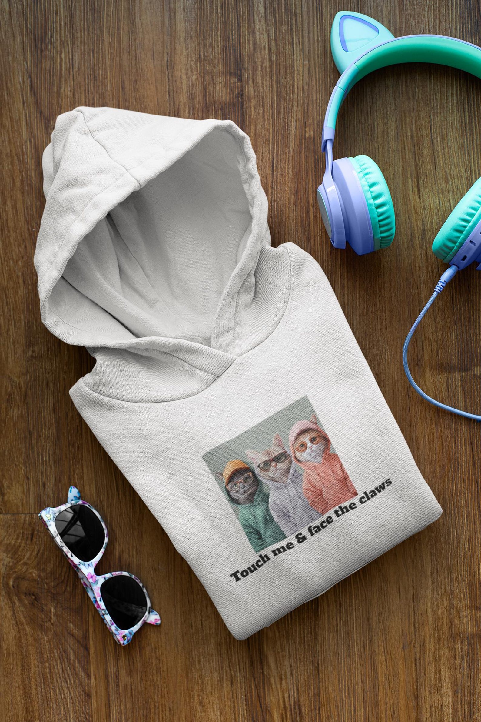 Cute Cat Design Cropped Hoodie, Fun Sweatshirt for Cat Lovers, Perfect ...