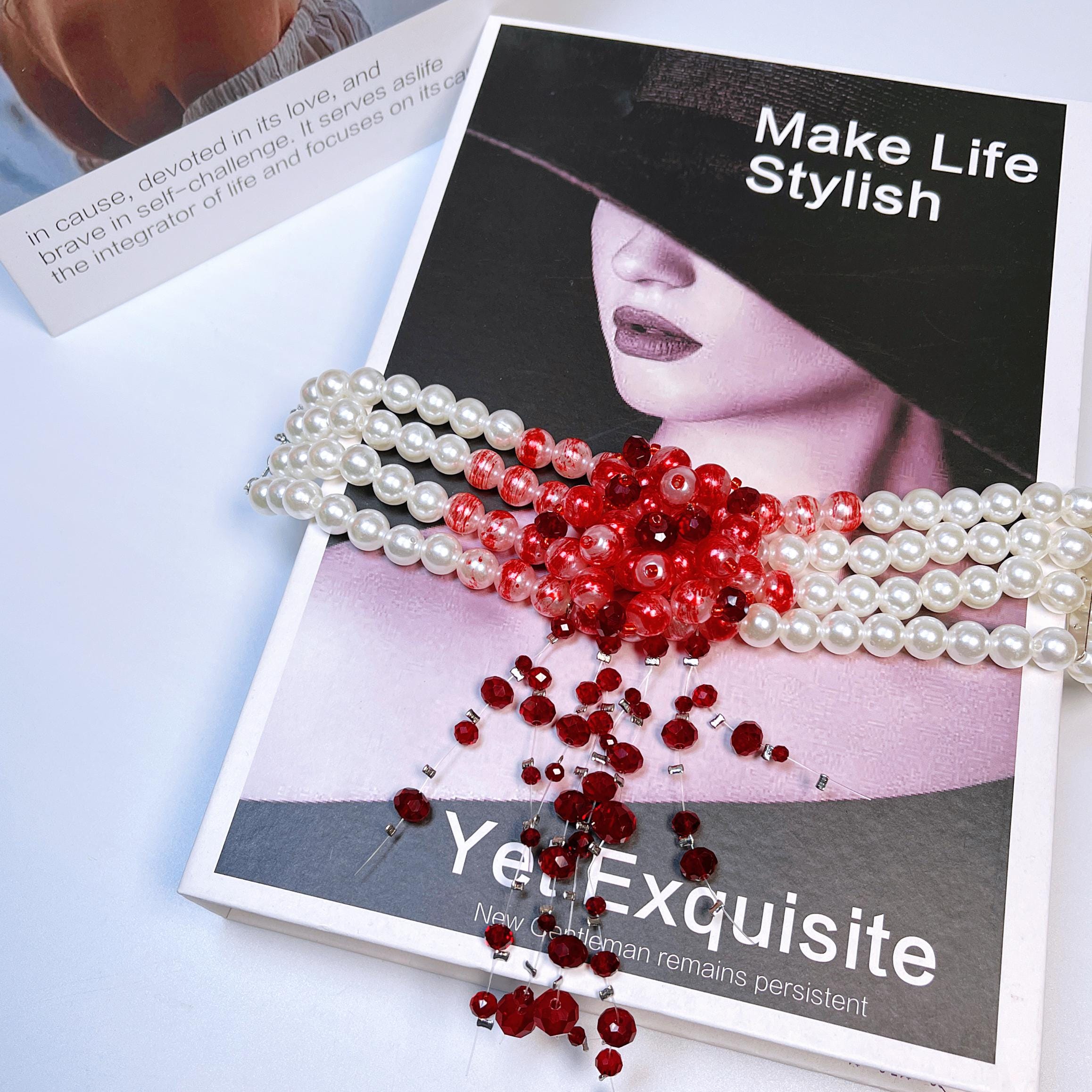 Blood Drop Pearl Necklace, Dark Academia Gothic Jewelry, Vampire ...