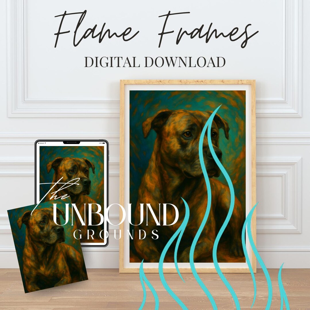 Brindle Pitbull Flame Frame – Digital Download Printable Dog Art - Etsy