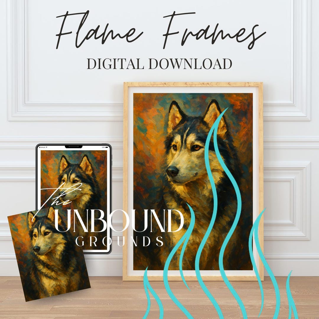 Husky Flame Frame Portrait: Digital Download Pet Wall Art - Etsy