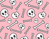 Pink Skull Fabric by the Yard / Skull and Bone Fabric / | Etsy