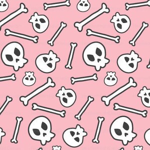 Pink Skull Fabric by the Yard / Skull and Bone Fabric / Halloween ...