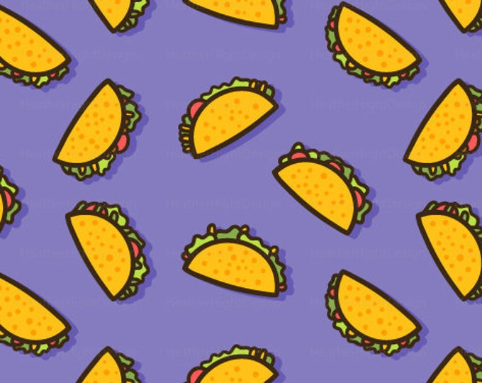 Taco Fabric Tacos by Kellygilleran Retro Taco Kitchen Decor Cotton ...