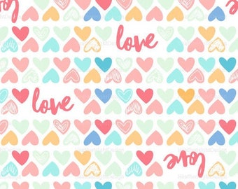 Watercolor Love Fabric Love Multi Colored With Triangles by - Etsy