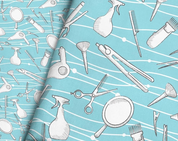 Beauty Salon Fabric - Happy Hair Stylist - Light Green by Clayvision ...