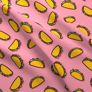 Taco Party Fabric by the Yard / Whimsical Ditsy Taco Fabric / Cartoon ...
