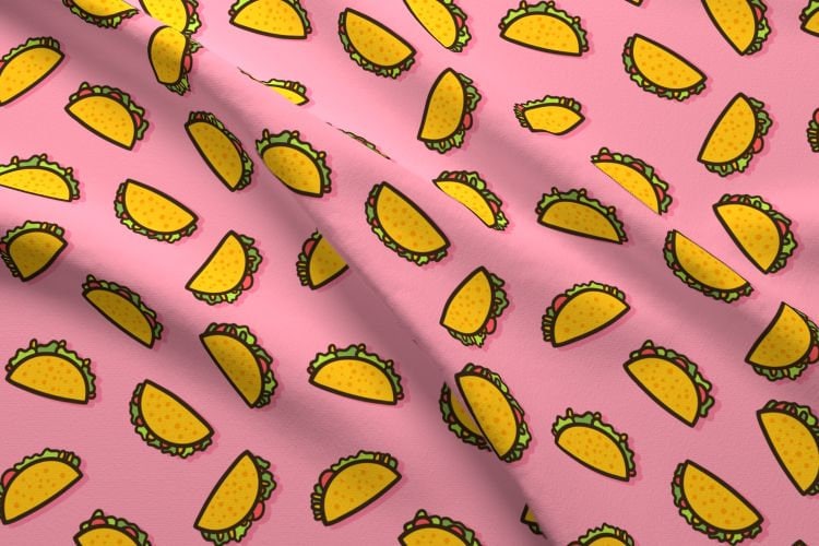 Taco Party Fabric by the Yard / Whimsical Ditsy Taco Fabric / | Etsy
