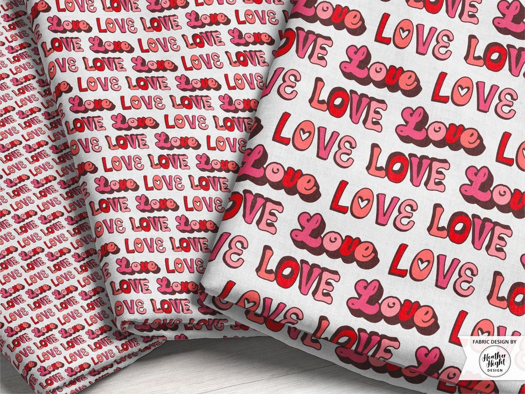 Retro LOVE Fabric by the Yard / Valentine's Day Fabric / Retro Funky ...