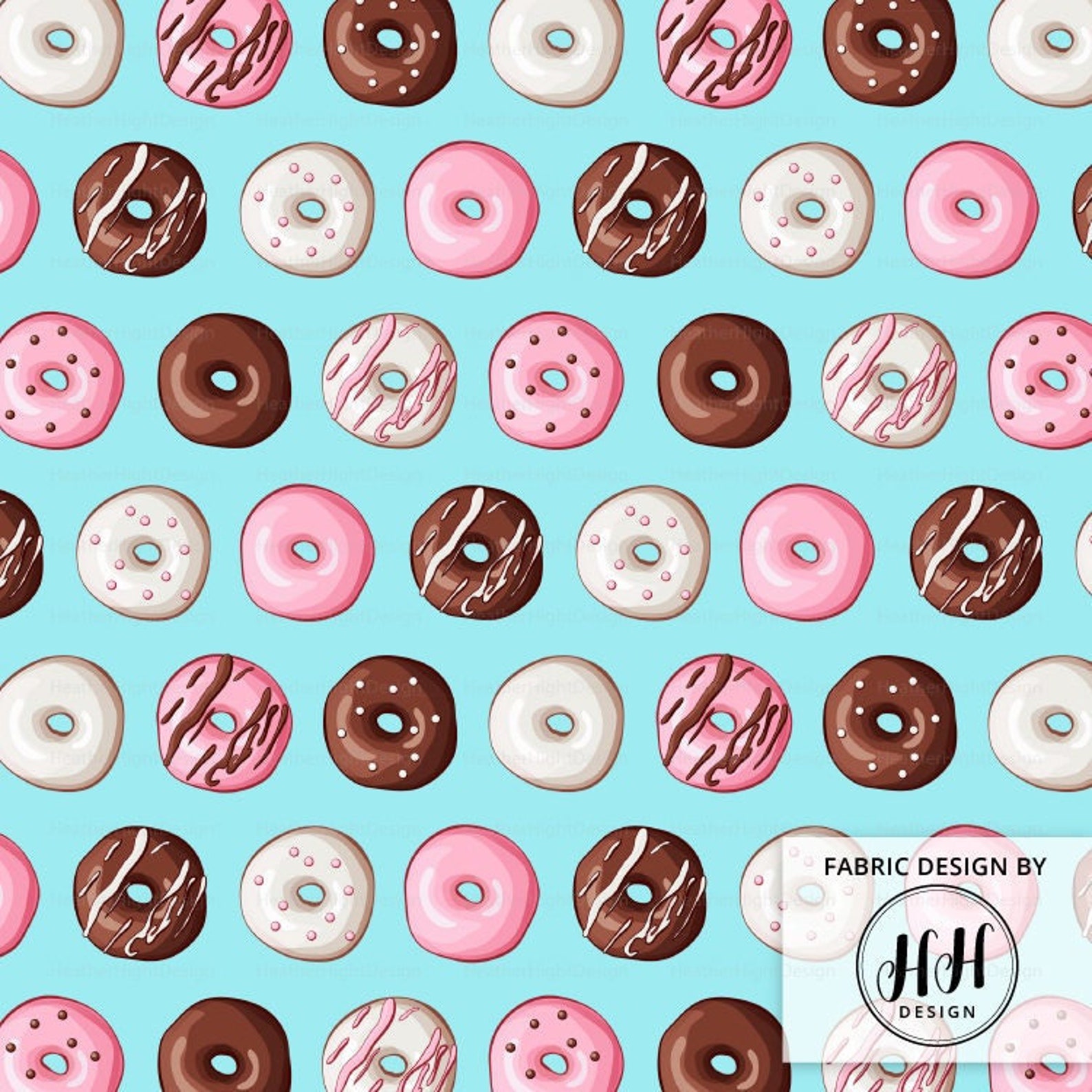 Donut Fabric by the Yard / Doughnut Fabric Blue / Icing - Etsy