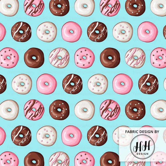 Donut Fabric by the Yard / Doughnut Fabric Blue / Icing - Etsy
