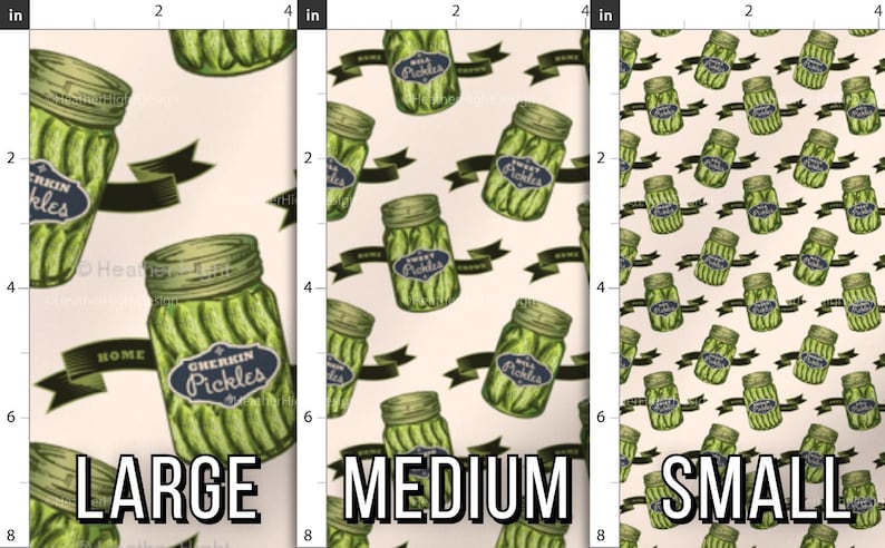 Vintage Pickle Jar Fabric by the Yard / Pickle Fabric / Fun Decor Retro ...