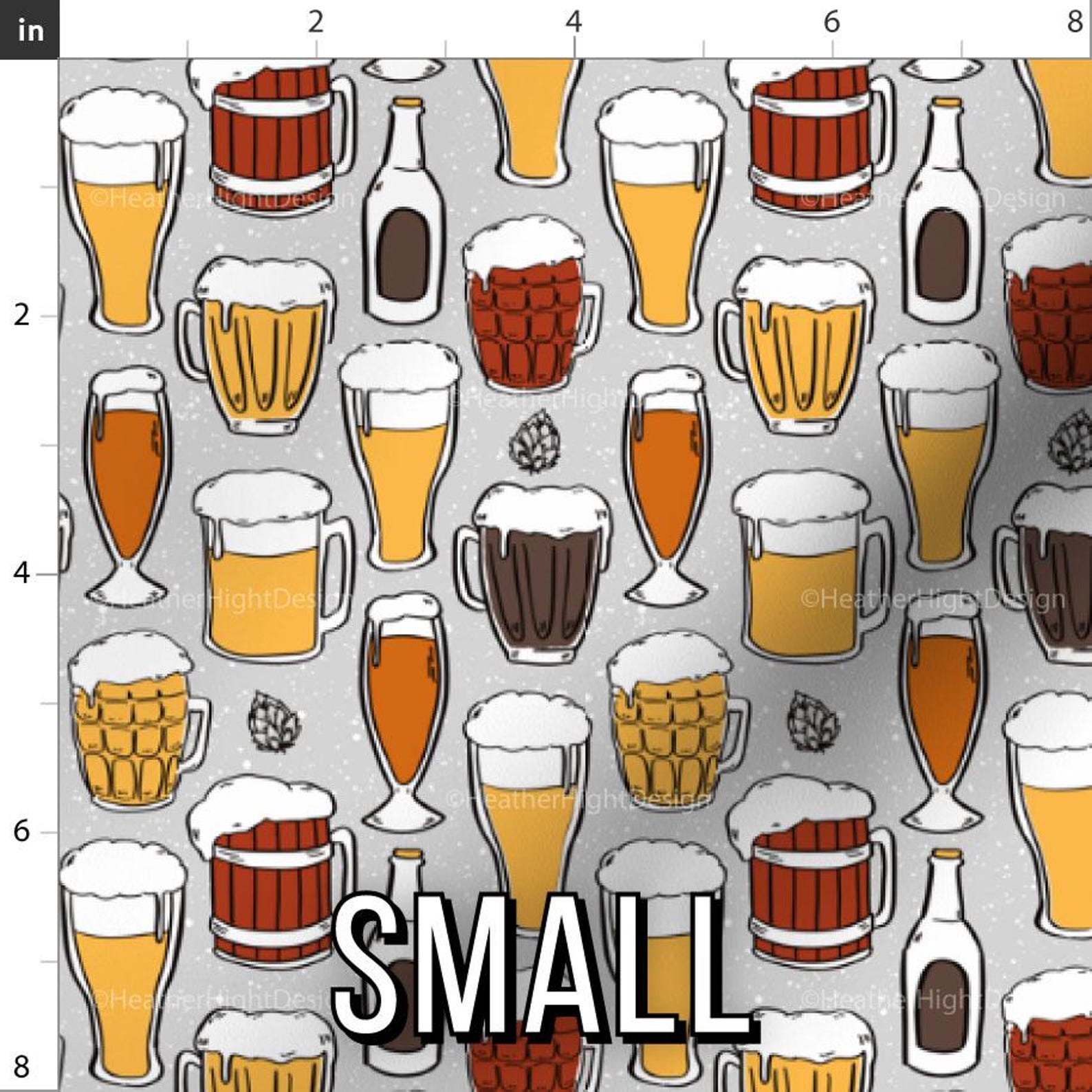 Beer Glass Fabric by the Yard / Adult Gift Project / Hops and Ale ...