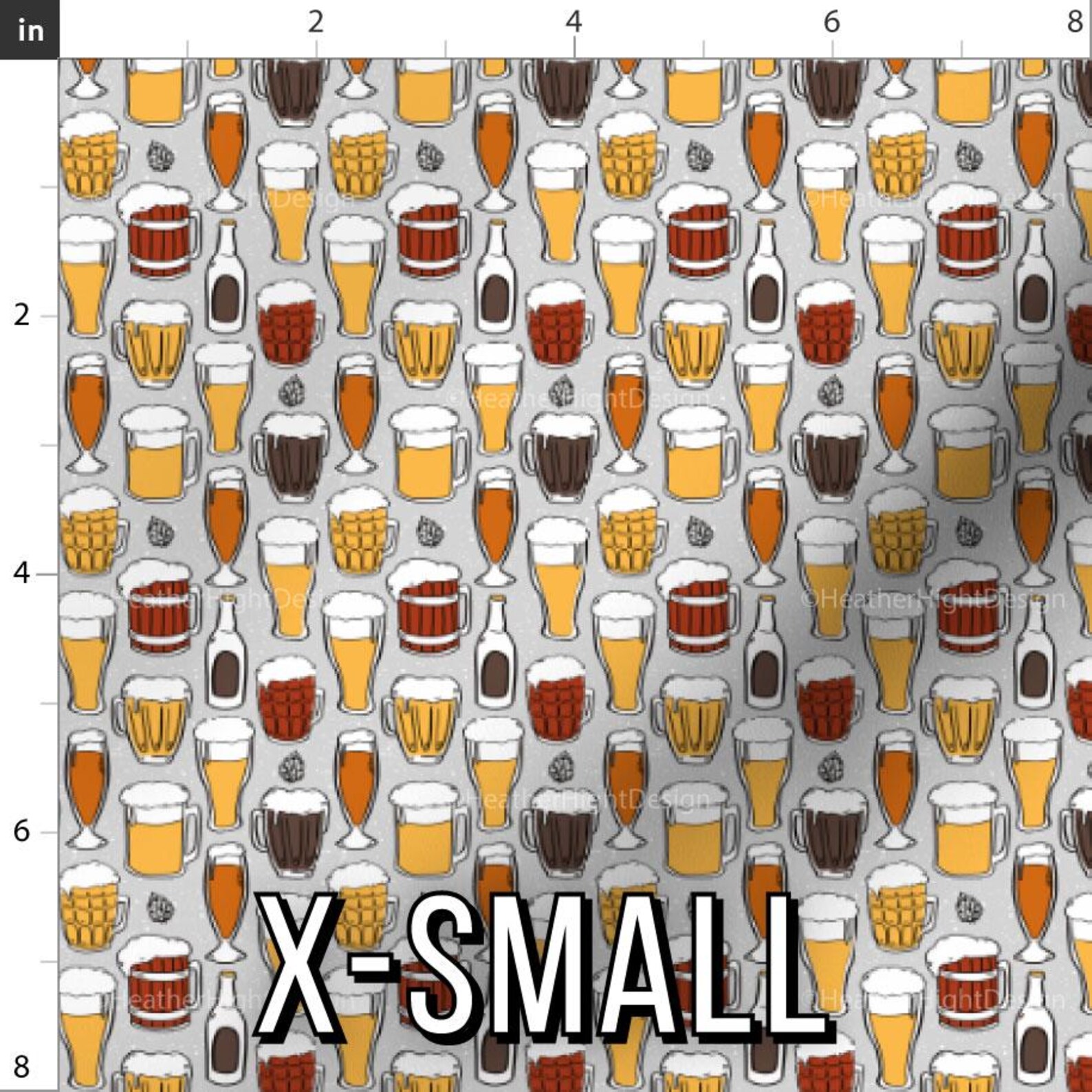 Beer Glass Fabric by the Yard / Adult Gift Project / Hops and Ale ...