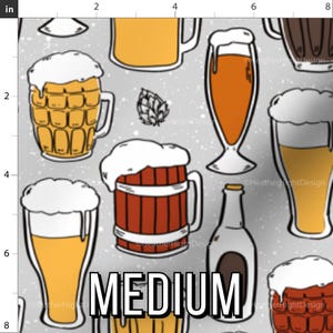 Beer Glass Fabric by the Yard / Adult Gift Project / Hops and Ale ...