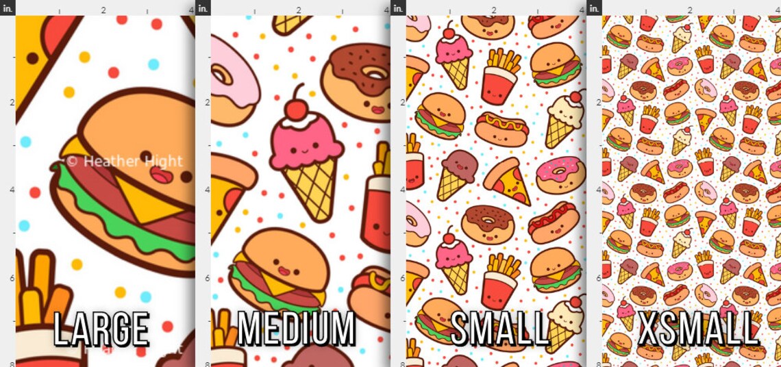 Fast Food Fabric by the Yard / Pizza Ice Cream Donut Burger - Etsy