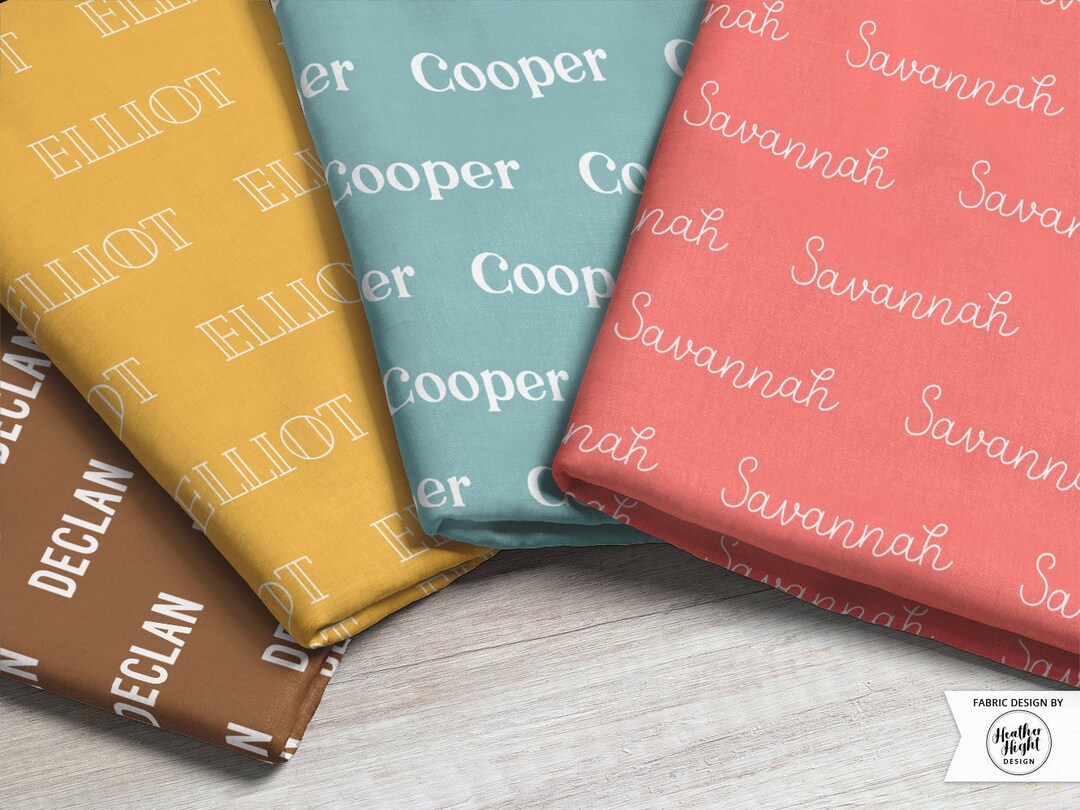 Personalized Name Fabric / You Pick Font Color Personalized - Etsy