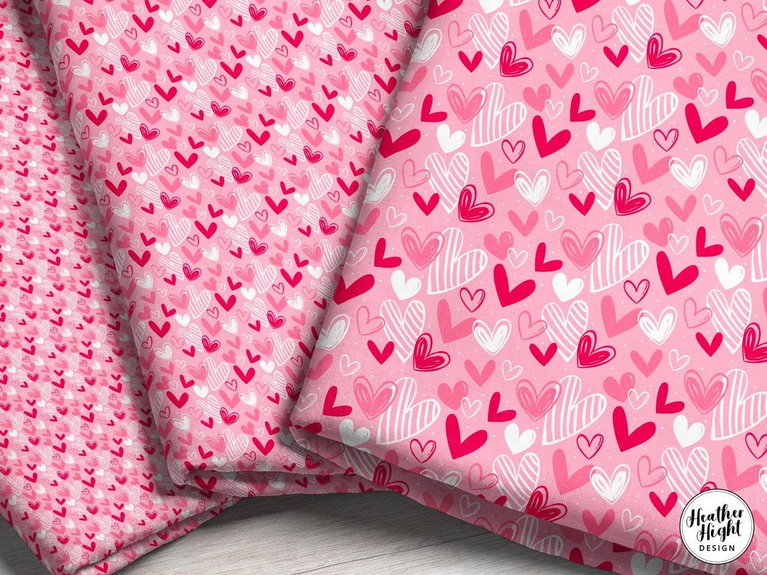 Lots of Love Valentine's Day Fabric / Scattered Hearts Fabric / Kids ...