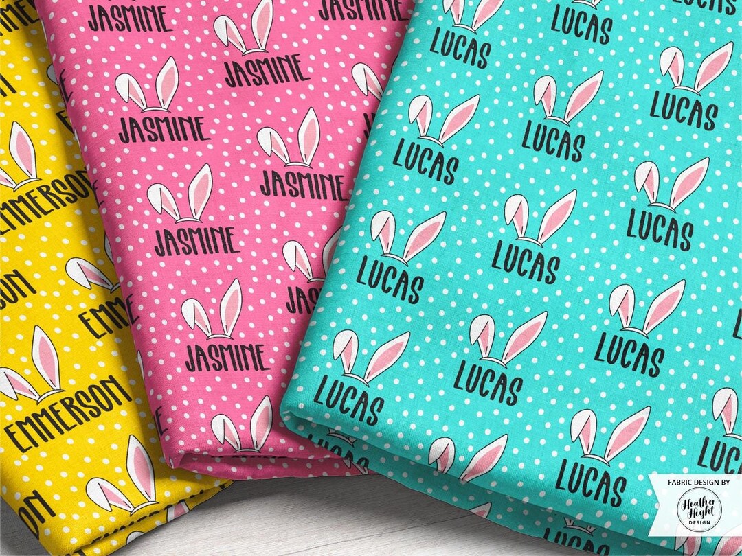 Bunny Ears Personalized Fabric / You Pick Color - Custom Name Fabric ...