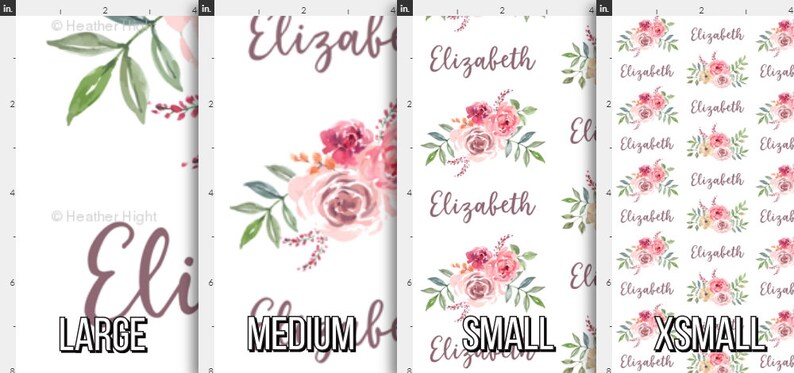 Watercolor Floral Personalized Fabric / Custom Name Fabric / - Etsy