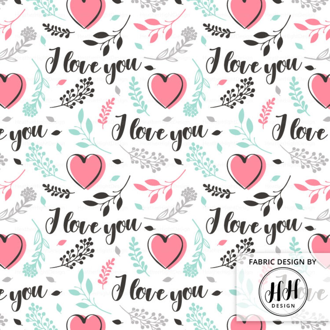 Valentine's Love Fabric by the Yard / Valentine's Day Floral Fabric ...