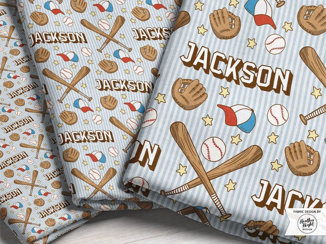 Personalized Baseball Fabric / Custom Name Fabric / Boys Personalized ...