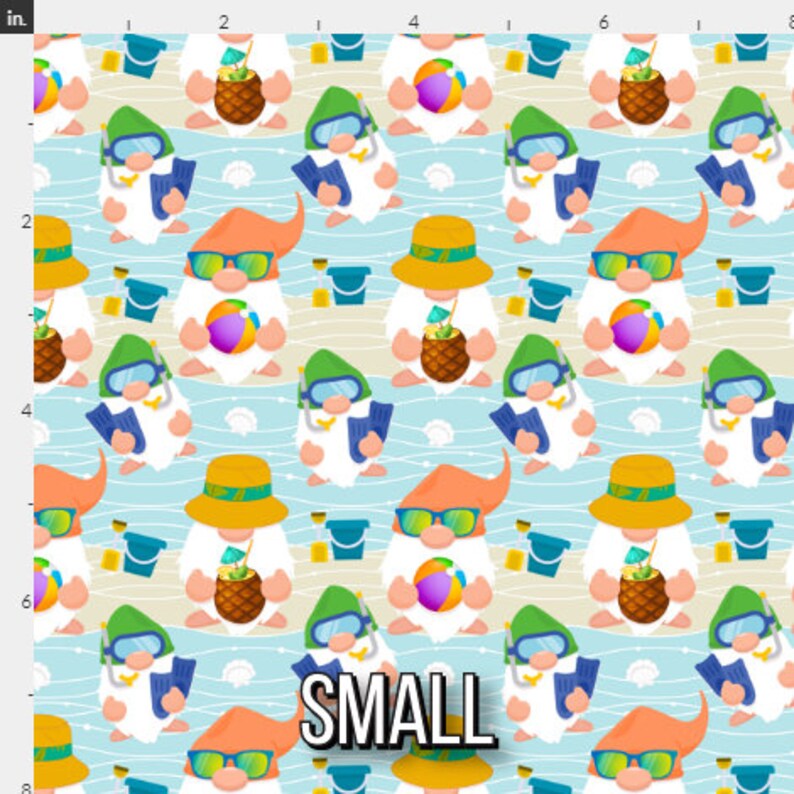 Beach Gnomes Fabric by the Yard / Summer Gnome Fabric / Beach Day ...