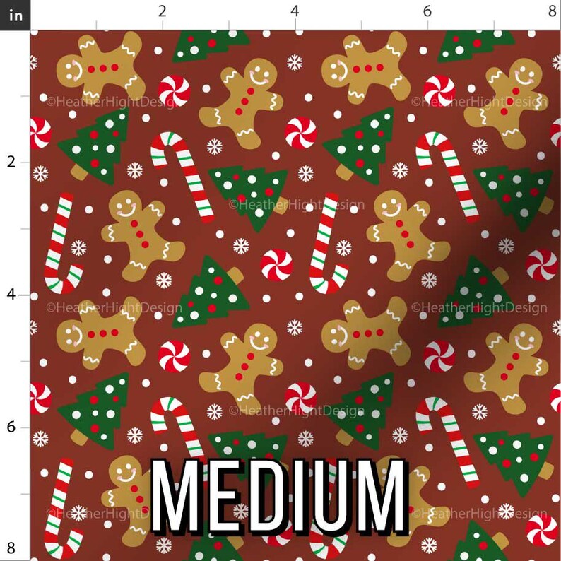 Christmas Gingerbread Fabric - Red Brown /christmas Holiday Fabric ...