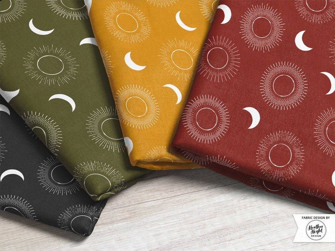 Solar Eclipse Fabric by the Yard - Pick Your Color / Moon Fabric / Sun ...