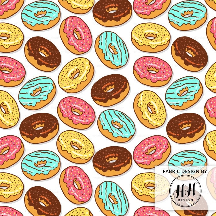 Donut Fabric by the Yard Doughnut Emoji Icing Sprinkle Print - Etsy Canada