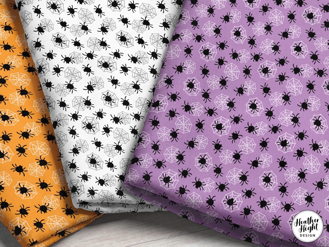 Spider Halloween Fabric by the Yard – Choose Your Color – Spiders and ...