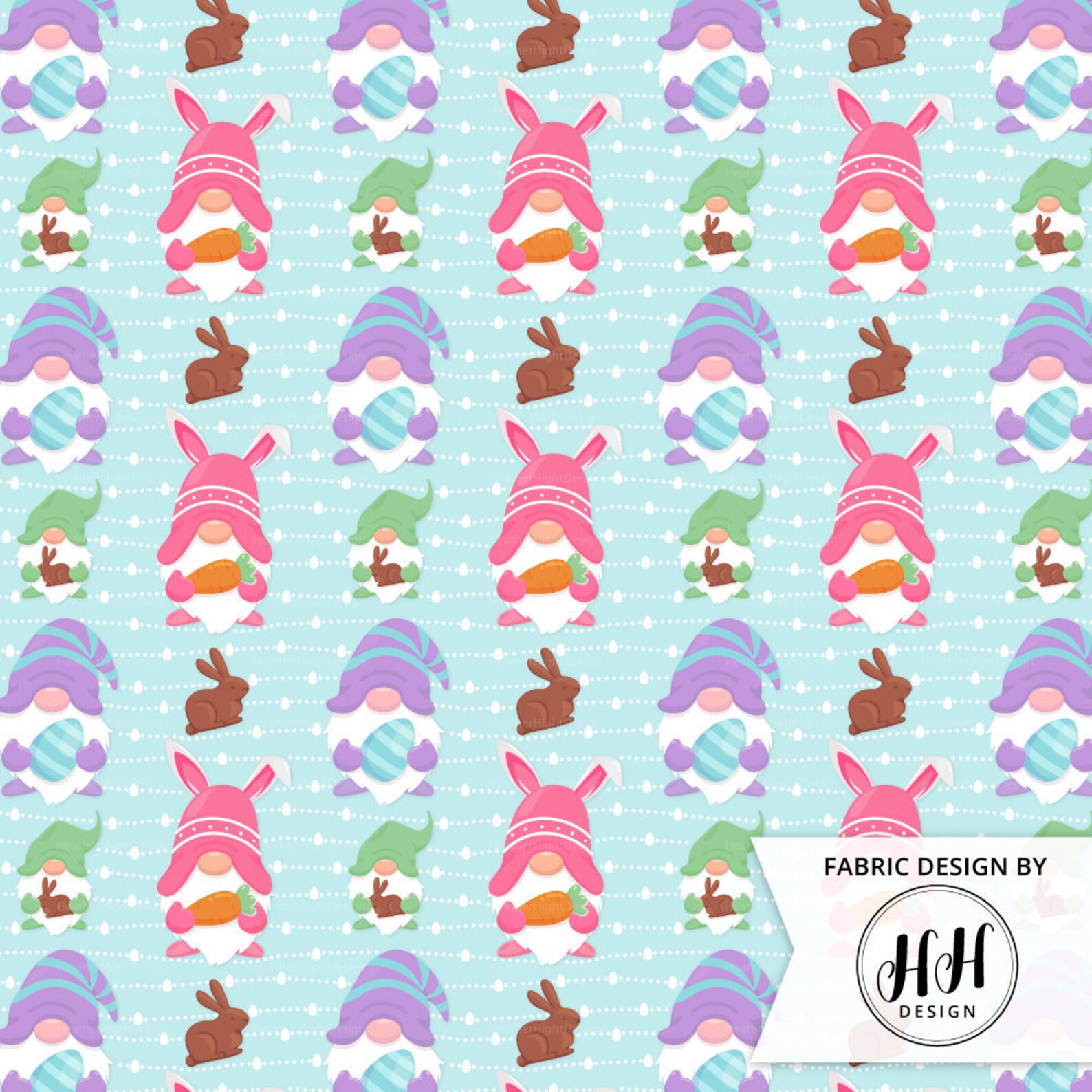 Easter Gnomes Fabric by the Yard / Cute Spring Gnome Easter - Etsy