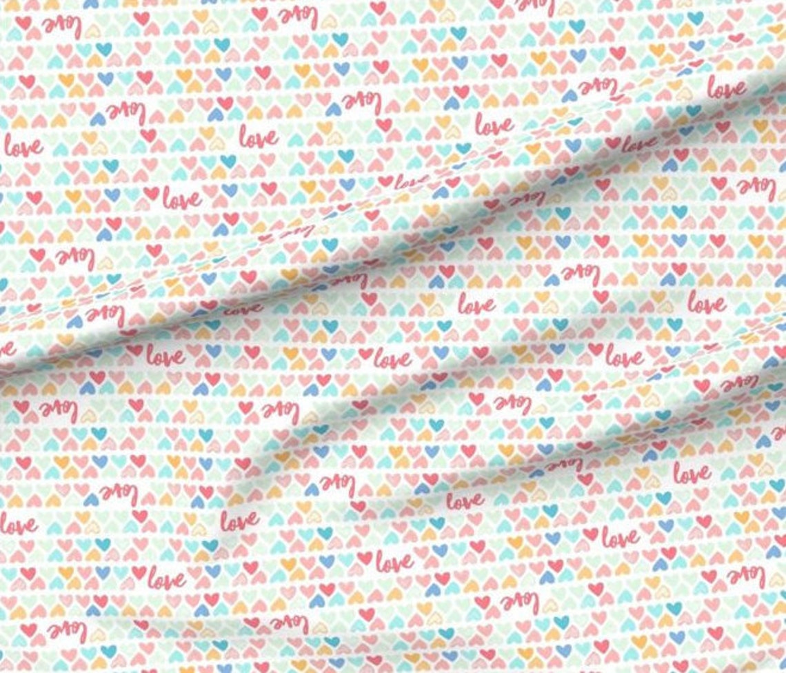 Love Hearts Fabric by the Yard // Valentine Love Fabric // - Etsy