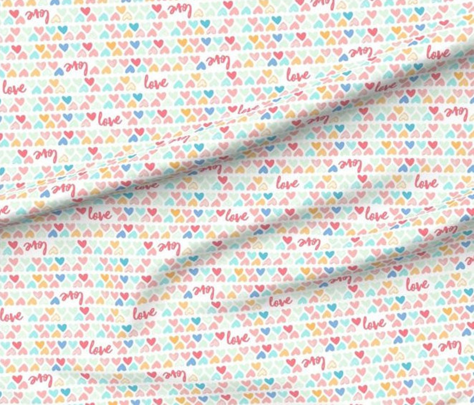 Love Hearts Fabric by the Yard // Valentine Love Fabric // - Etsy