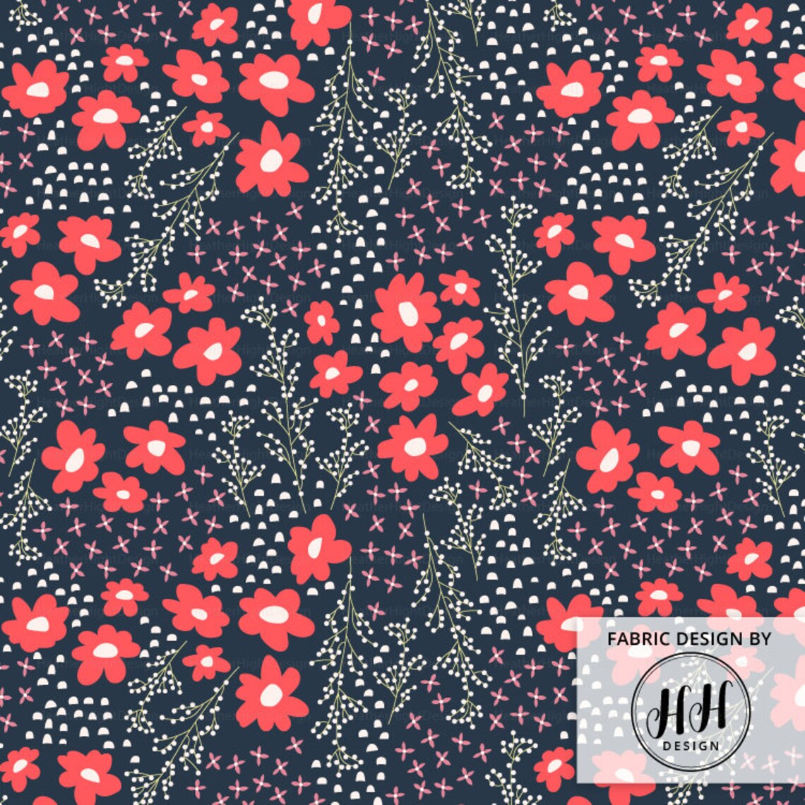 Floral Springtime Navy Fabric / Quilting Fabric / Cotton - Etsy