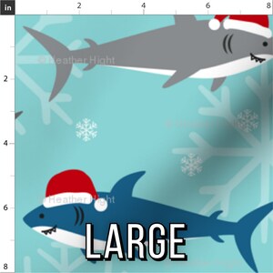 Christmas Shark Fabric by the Yard / Undersea Christmas / Sharks ...
