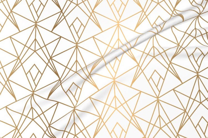 Gold Fragments Fabric by the Yard - Geometric Modern Fabric - Abstract ...