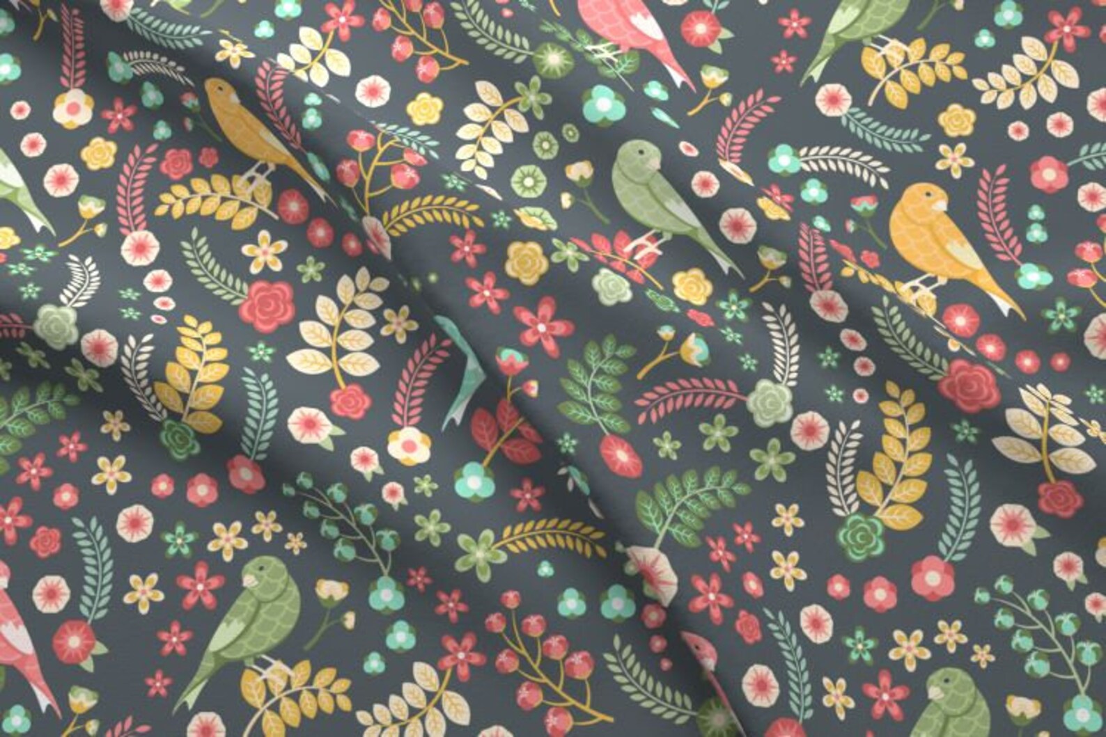 Floral Birds Fabric by the Yard Vintage Style Birds and - Etsy
