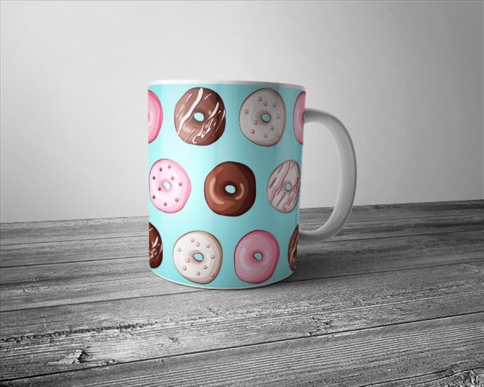 Donut Mug Doughnut Blue Aqua Coffee Cup Latte Mug Great Gift | Etsy
