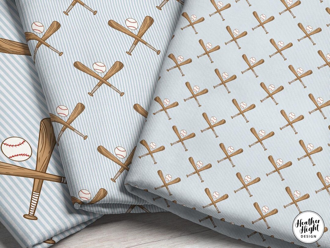Pinstripe Baseball Bat Fabric - American Sports Quilting Cotton, Jersey ...