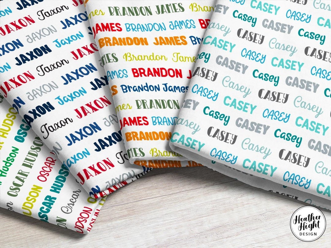 Custom Name Fabric - Pick up to 6 Colors / Personalized Colorful Custom ...