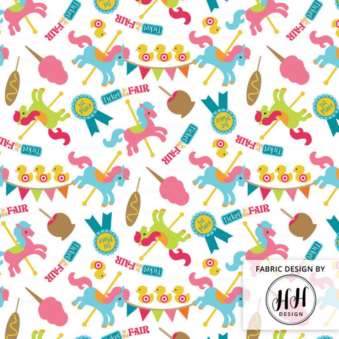 Sweet Carnival Fabric by the Yard / Day at the Fair Fabric / Carousel ...
