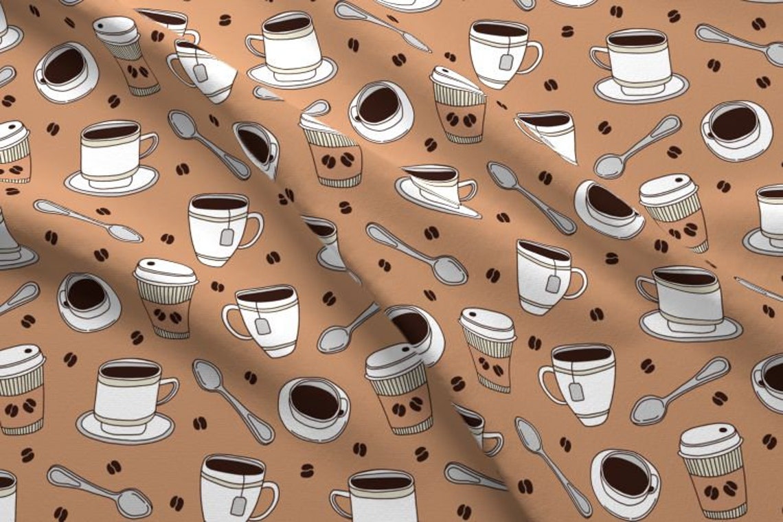 Coffee Fabric by the Yard / Coffee and Tea Fabric / Coffee - Etsy