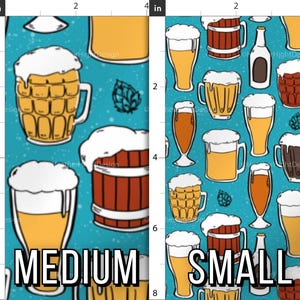 Beer Glass Fabric by the Yard - Blue / Adult Gift Project / Hops Ale ...