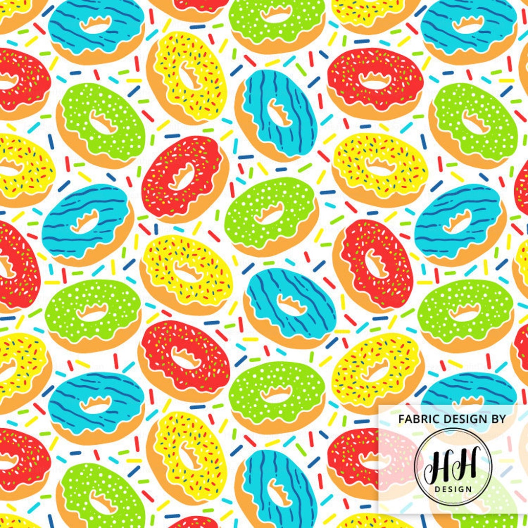 Donut Fabric by the Yard / Rainbow Donut Fabric / Boy's Fabric ...