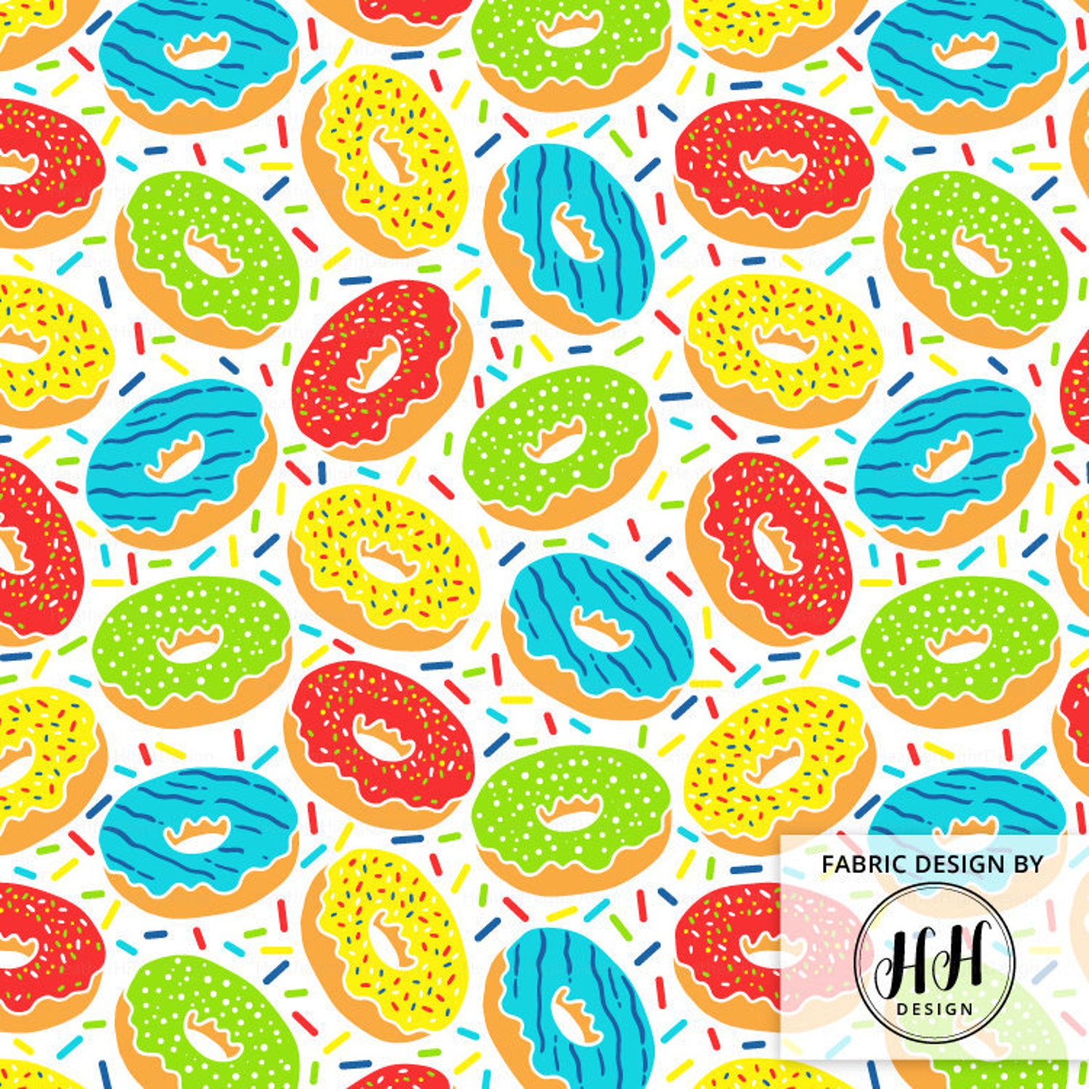 Donut Fabric by the Yard / Rainbow Donut Fabric / Boy's | Etsy