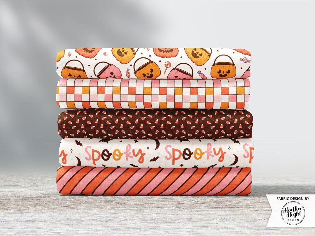 Cute Halloween Fabric Collection / Spooky Cute Fabric / Candy Checks ...